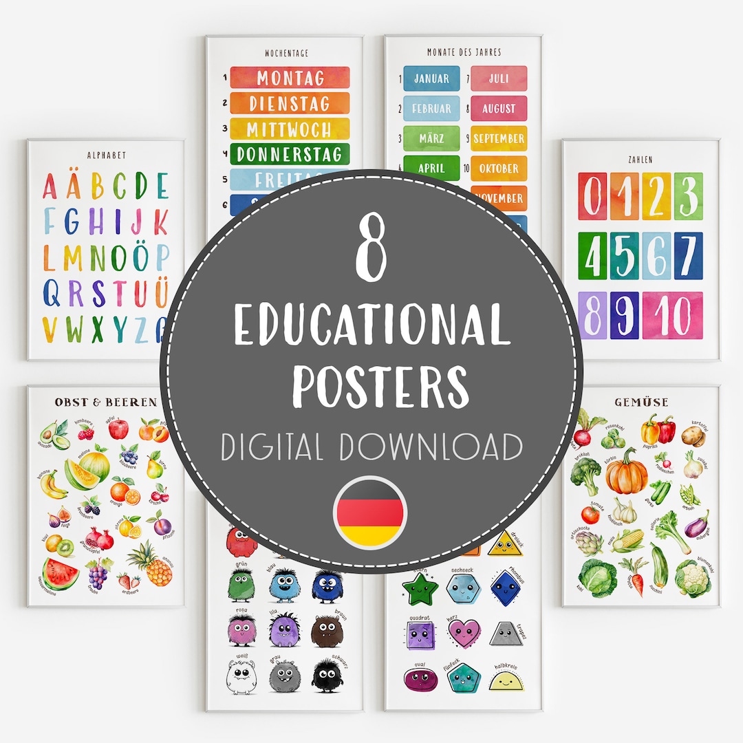 8 German Educational Posters for Kids | Printable Homeschool Decor ...