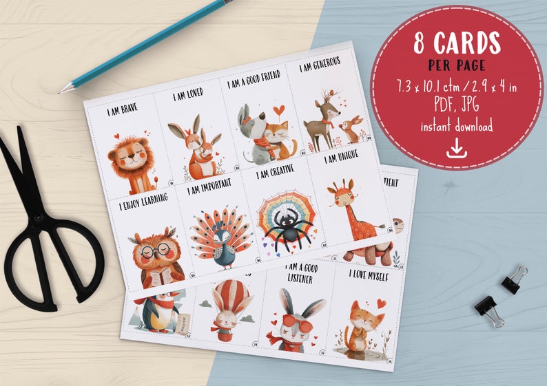 Positive Affirmations for Kids PDF, Cute Animal Flashcards ...