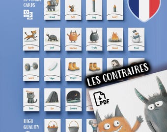 Cartes Flash Adjectifs Opposés Français | Apprentissage Langue ...