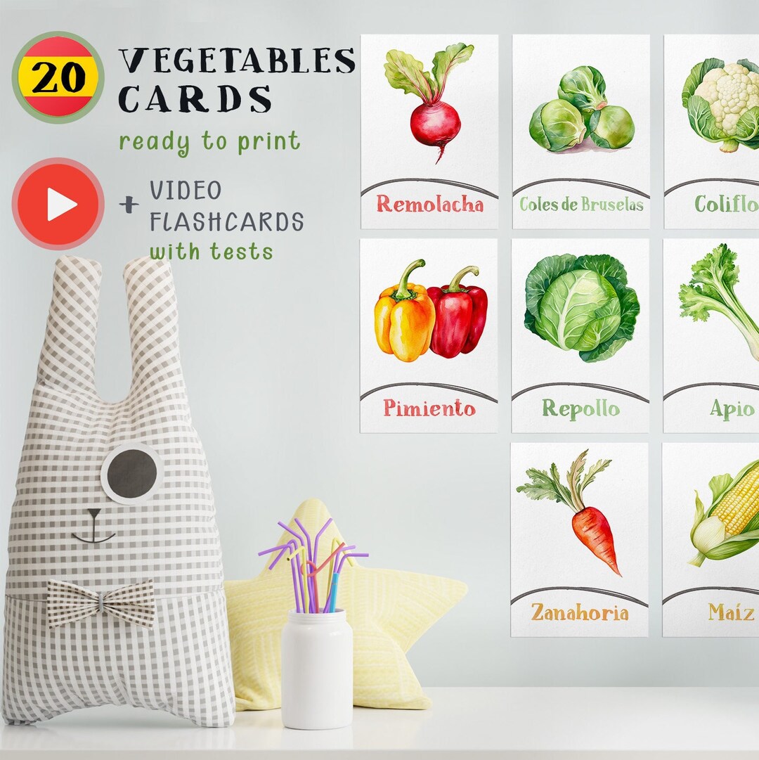 Tarjetas Verduras Español - Flashcards Vegetales - Material Montessori ...