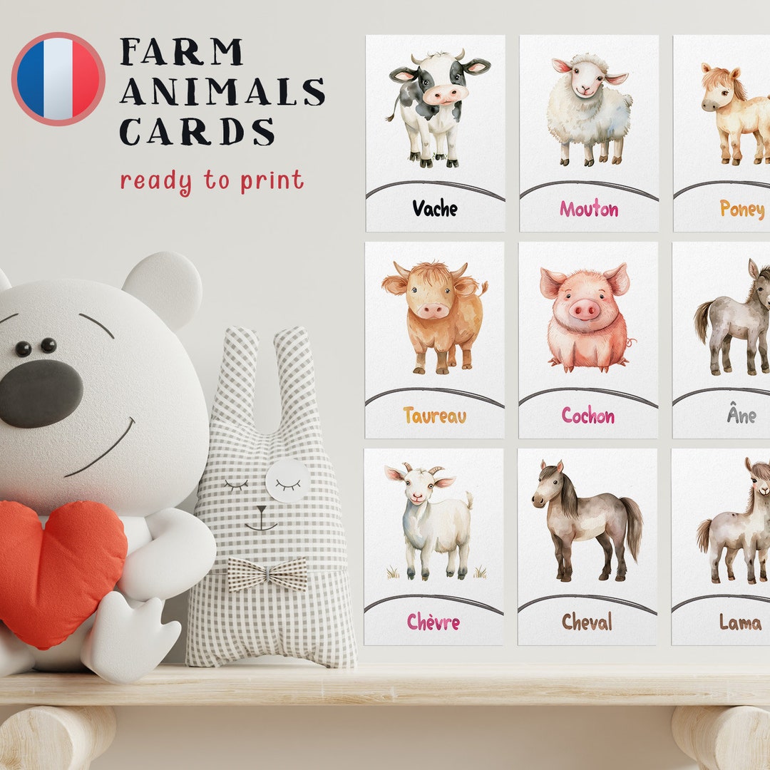 Animaux De La Ferme Cartes Éducatives Farm Animals Flashcards French ...
