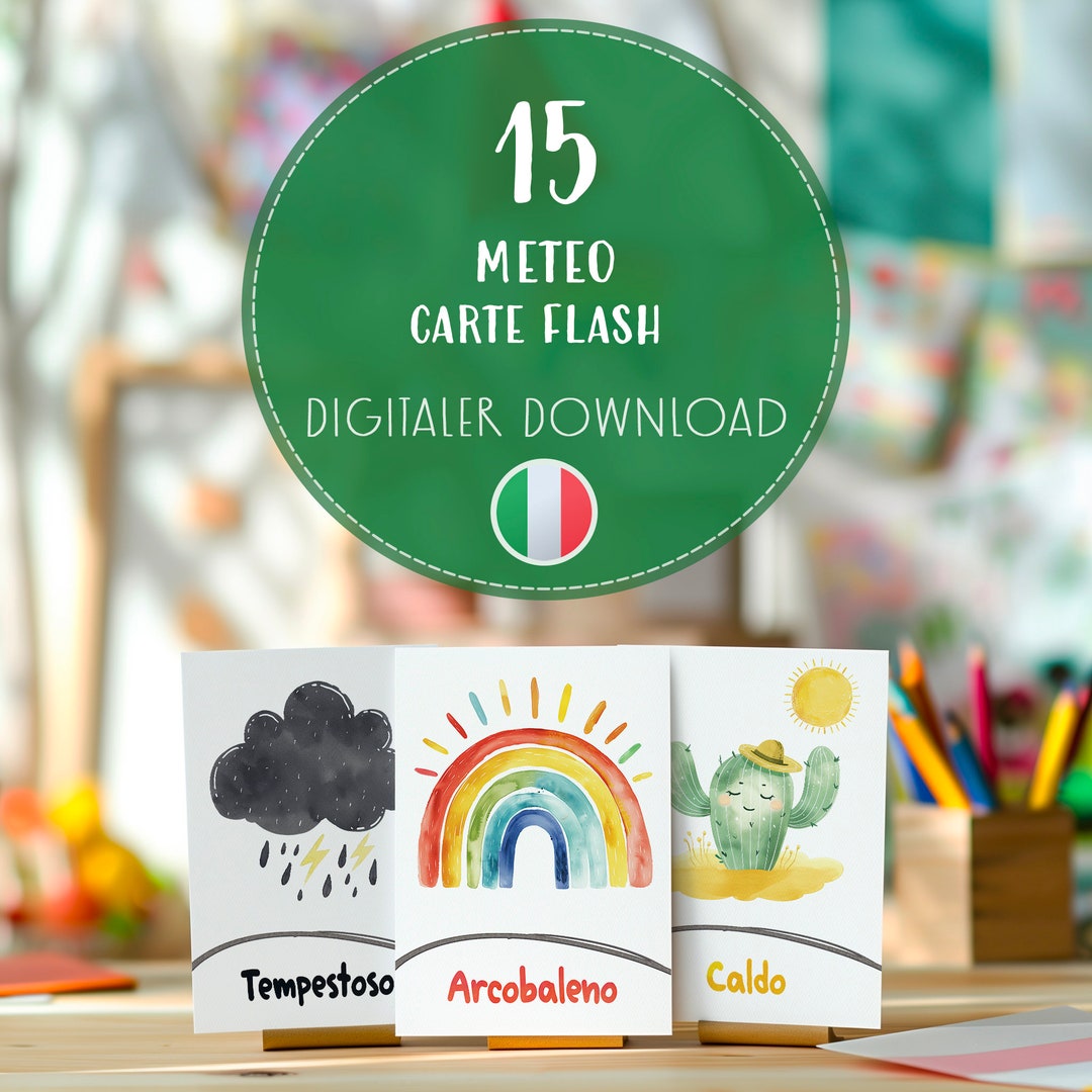 Weather Printable Flashcards for Kids, Watercolor Learning Climate ...