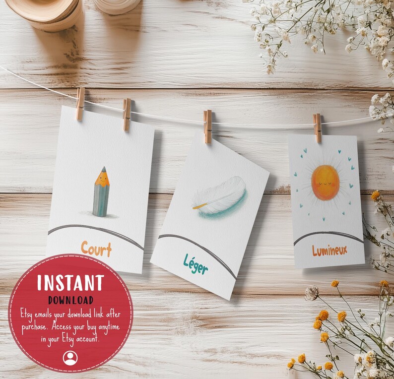 Cartes Flash Adjectifs Opposés Français | Apprentissage Langue ...