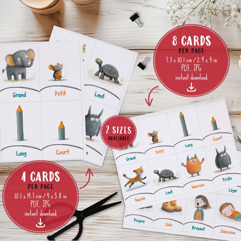 Cartes Flash Adjectifs Opposés Français | Apprentissage Langue ...