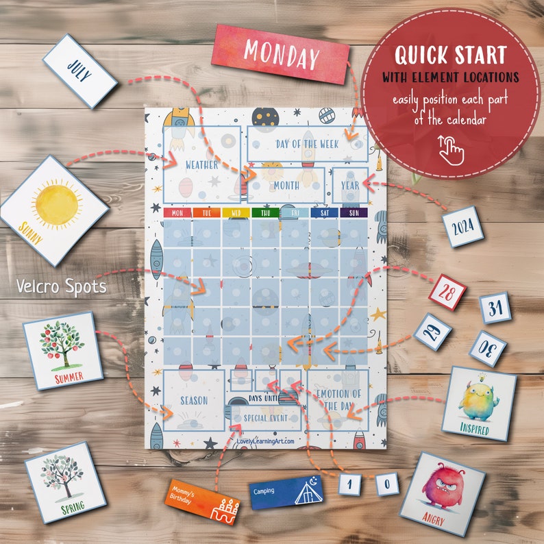 Montessori School Calendar Kids | Interactive Planner PDF | Daily ...