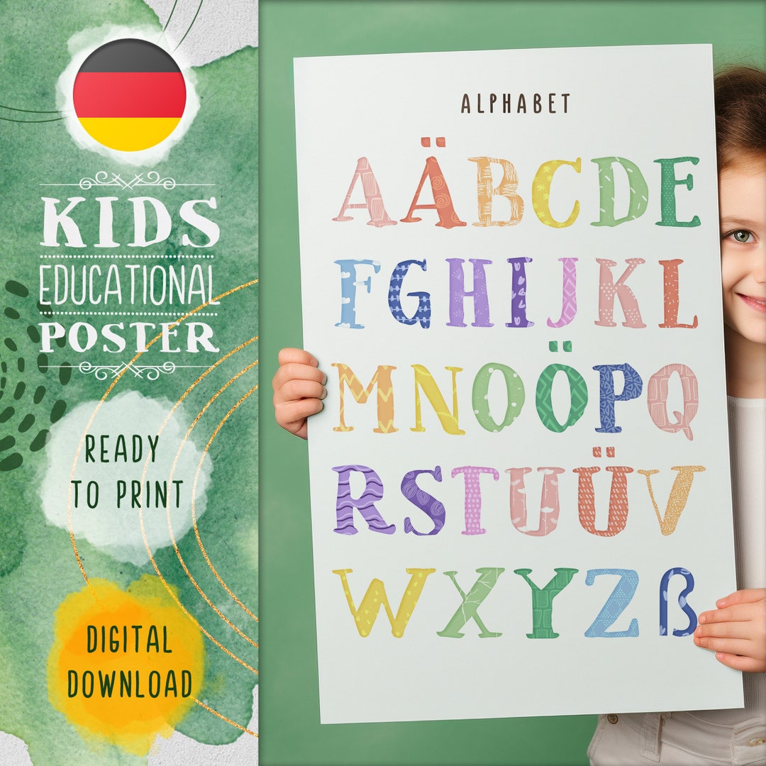 German Alphabet Poster for Kids Printable - Etsy