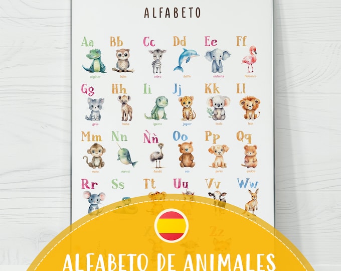 ITALIAN Alphabet Poster With Animals From A to Z, BIG POSTER 13x19 ...