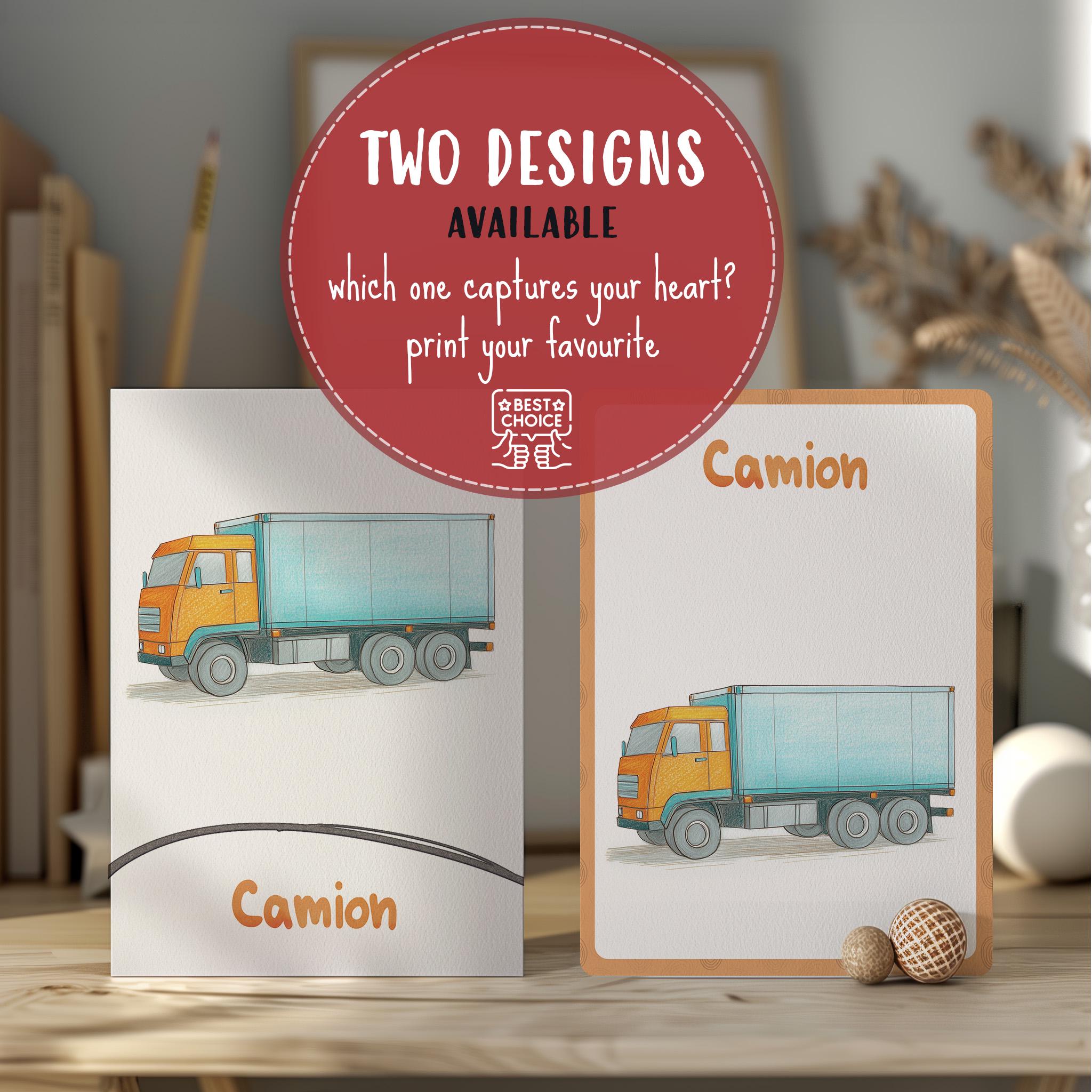 French Transport Flashcards for Kids, Printable Vehicle Learning Cards ...