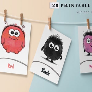 Color Flashcards Kids Monsters | Learn Colors Printable PDF ...