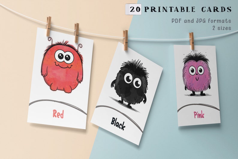 Color Flashcards Kids Monsters | Learn Colors Printable PDF ...