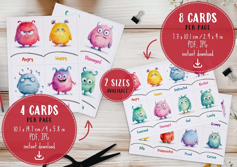 Monster Emotions Flashcards for Kids | Printable Feelings Cards PDF ...