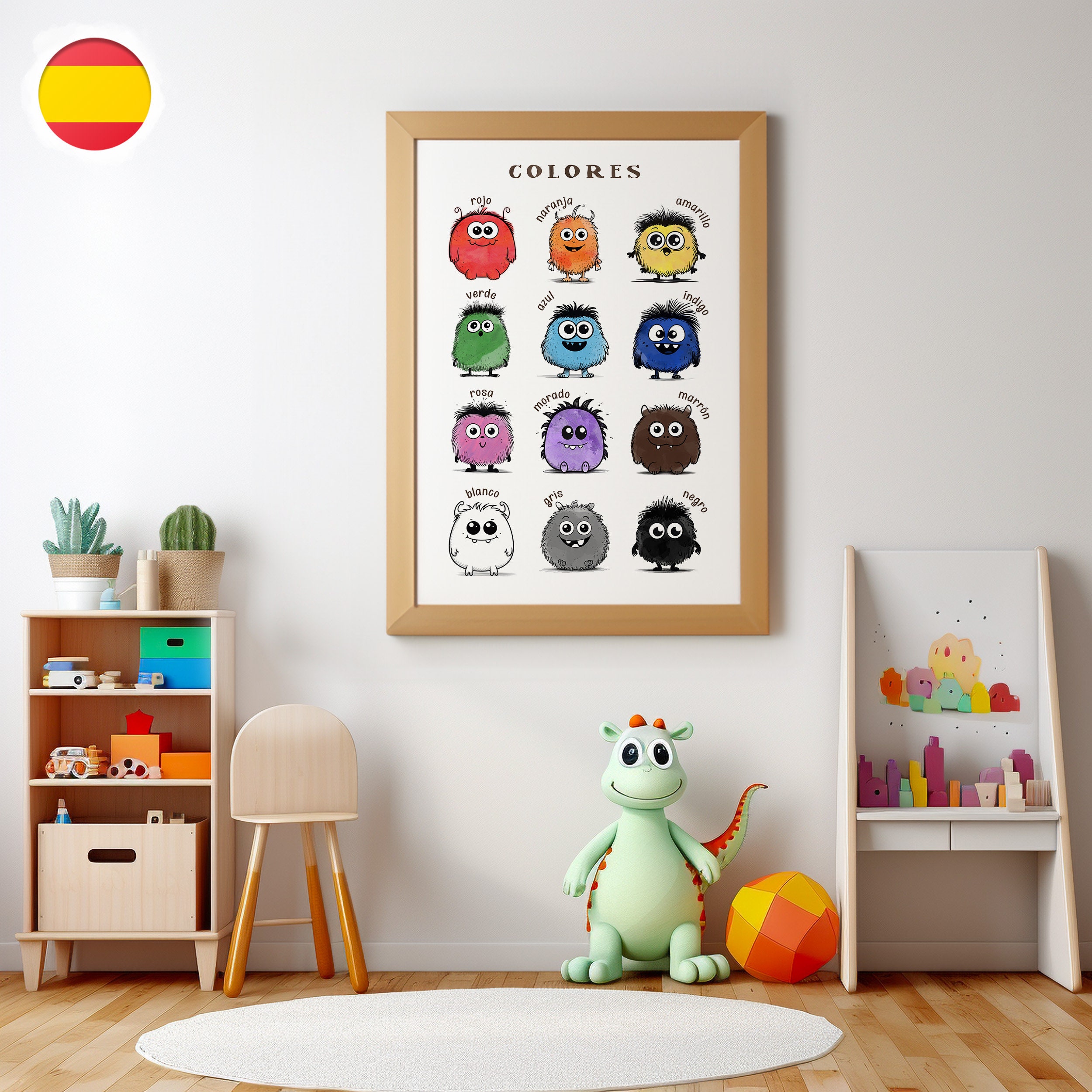 Colores Español Póster - Monstruos Lindos Colores - Material Educativo ...