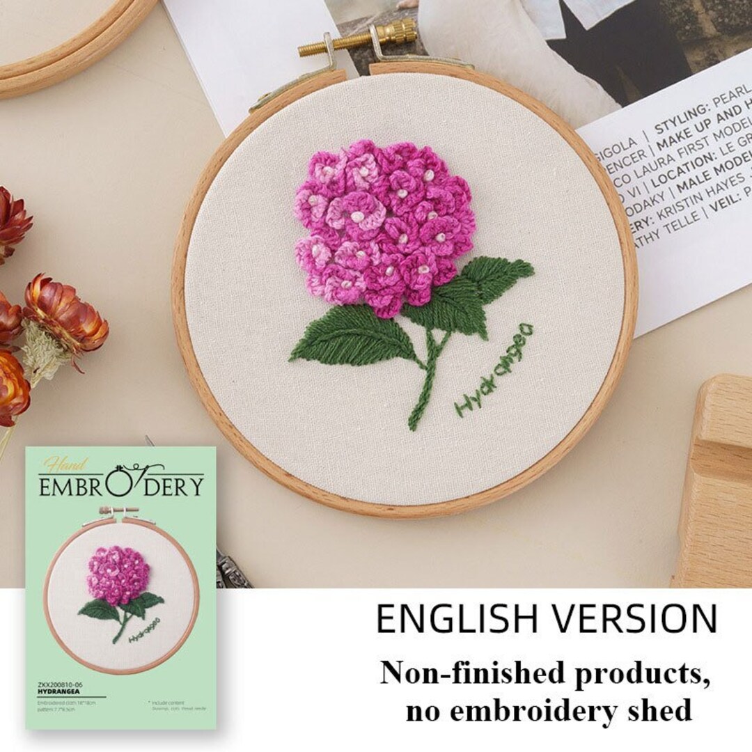 Flower Hydrangea Patterns Embroidery Kit DIY 5 Inches - Etsy