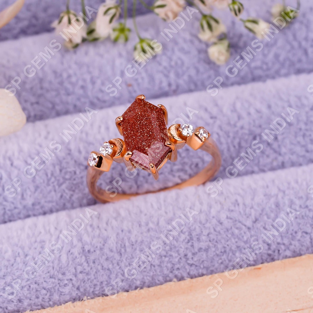 Golden Sandstone Engagement Ring Personalized Sandstone Jewelry ...