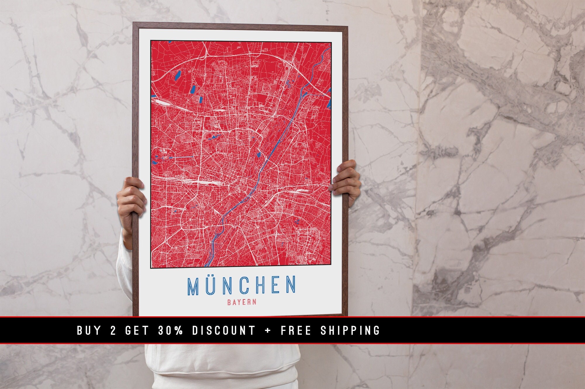 Munich City Poster City Map Print Bayern Munich Club Colors Football ...