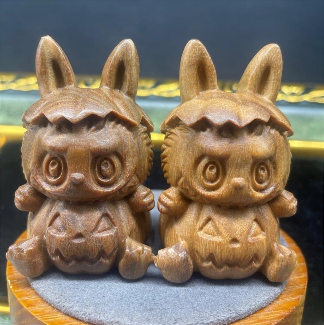 LABUBU Wood Carving Halloween Decoration Monster Carnival - Etsy