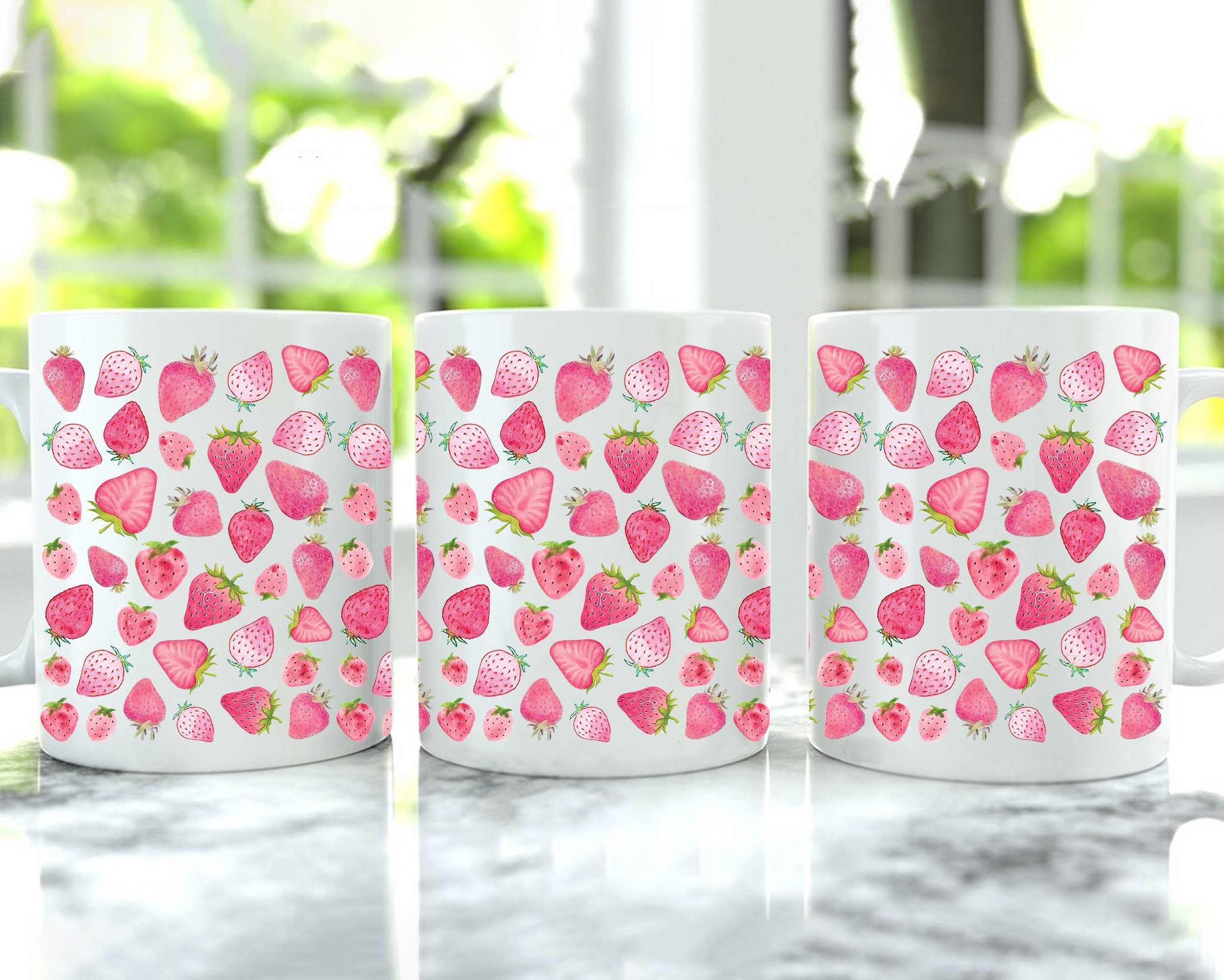 Strawberries Mug, Cute Vintage Strawberries Mug, Cottagecore Mug, Gift ...