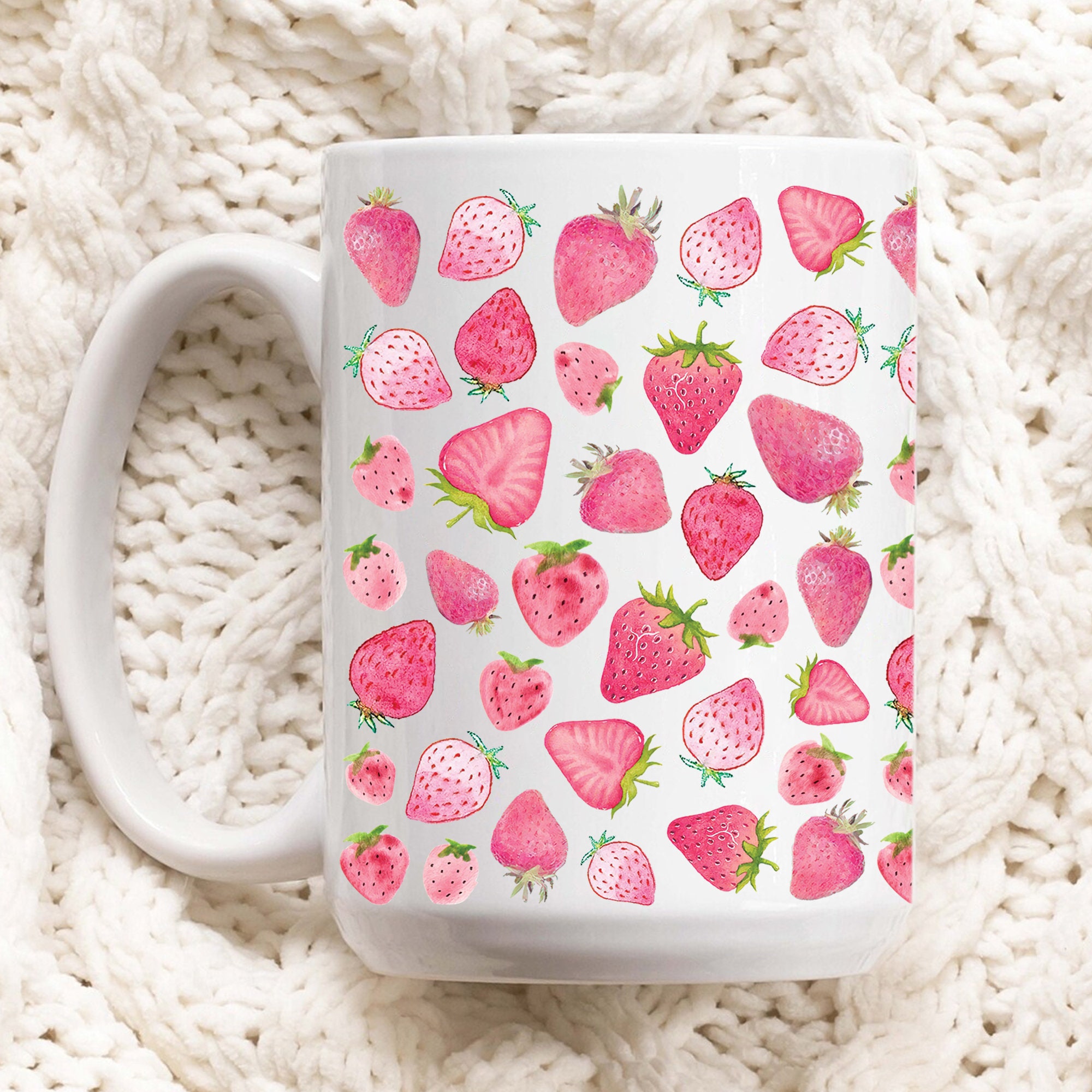 Strawberries Mug, Cute Vintage Strawberries Mug, Cottagecore Mug, Gift ...