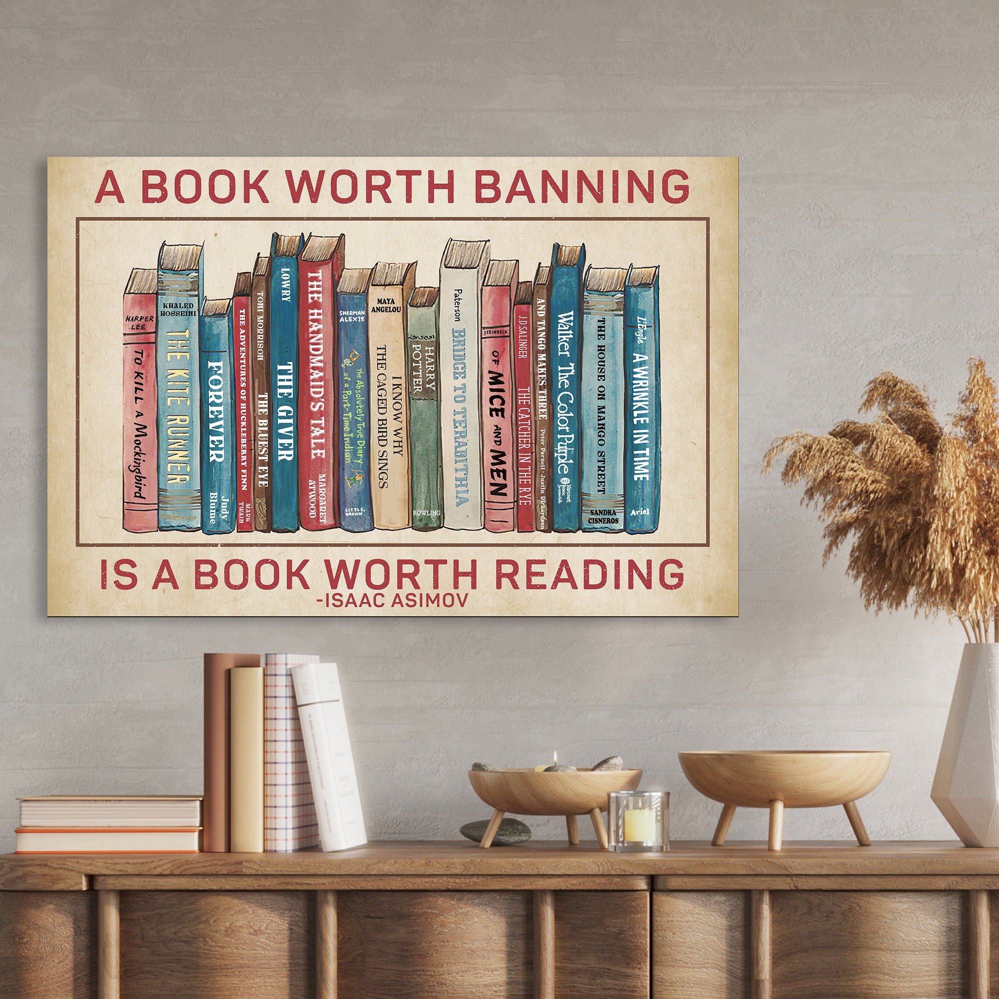 A Book Worth Banning Print Art Poster, Books Canvas, Reading Books ...