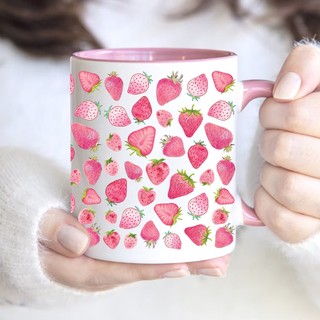 Strawberries Mug, Cute Vintage Strawberries Mug, Cottagecore Mug, Gift ...