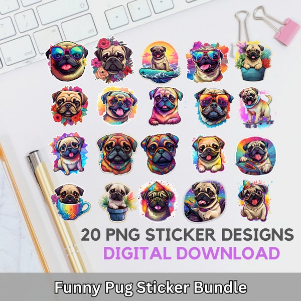 Pug Sticker Pack - Etsy