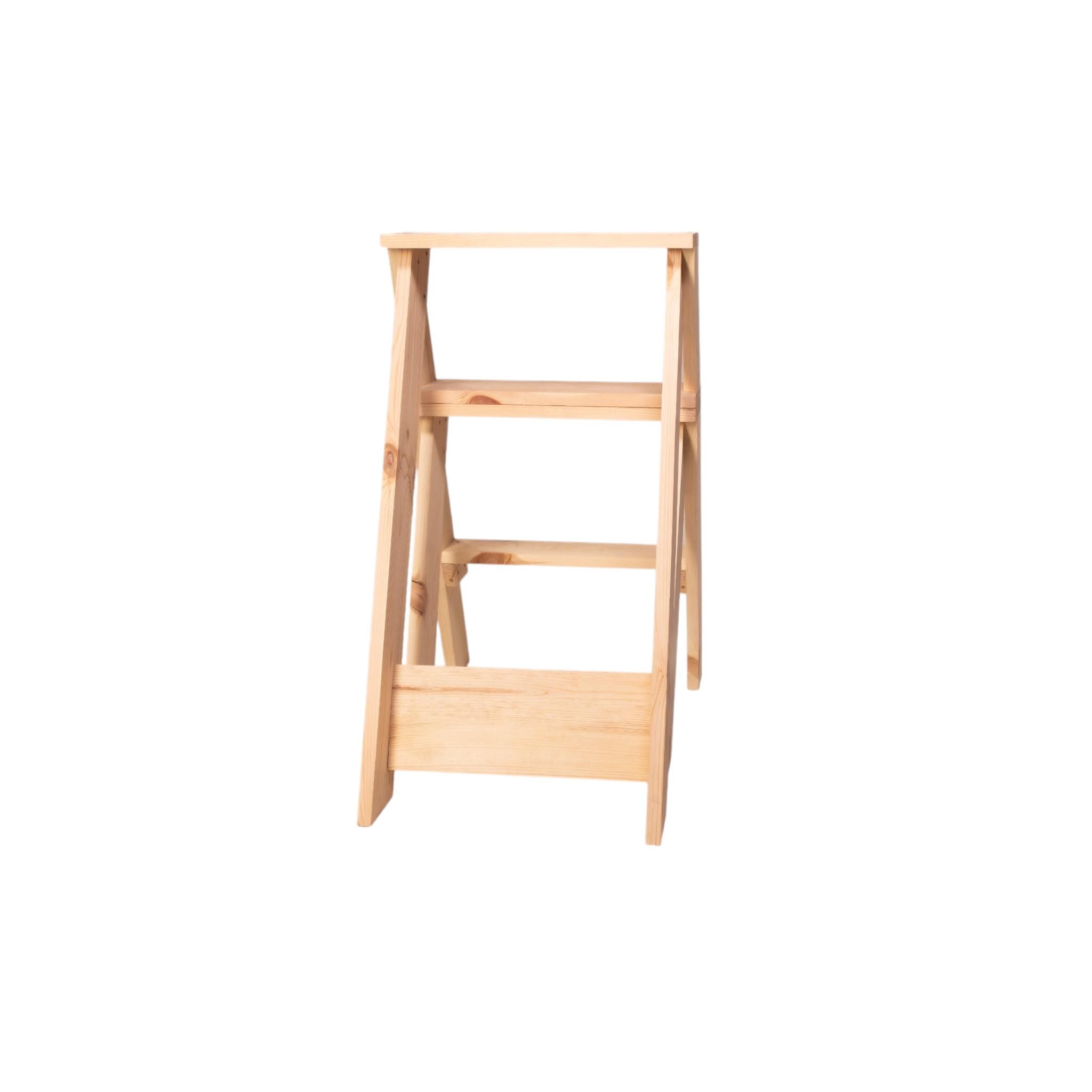 Natural Wood Step Stool for the Home With Rustic Folding Function ...