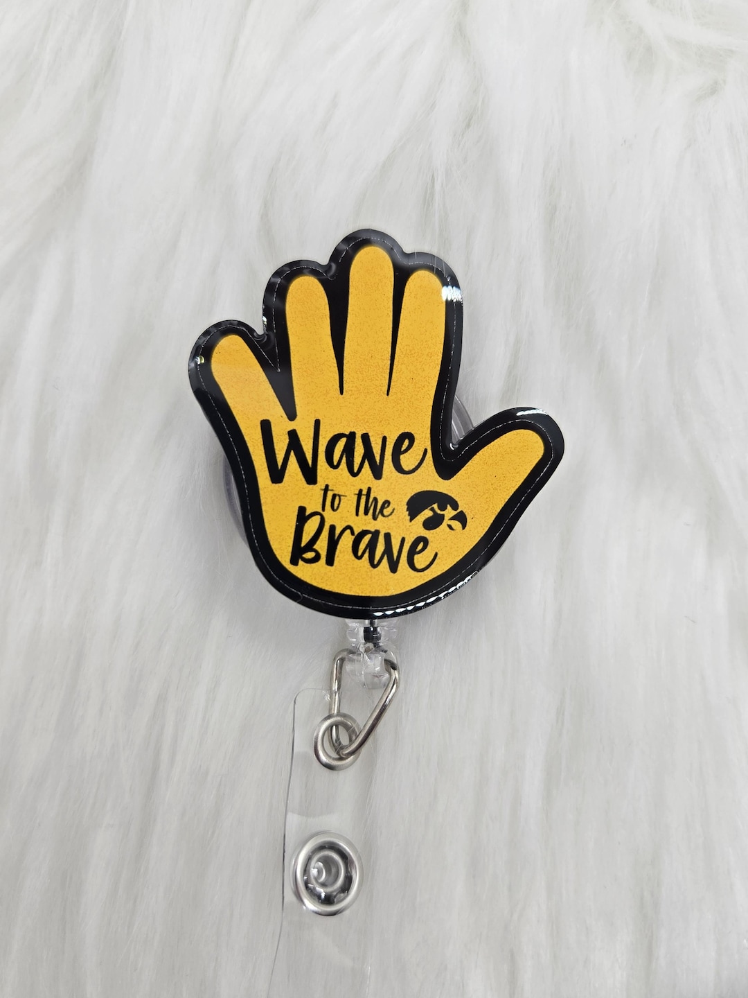 Wave to the Brave Hand Badge Reel With Black Base- Interchangeable and ...