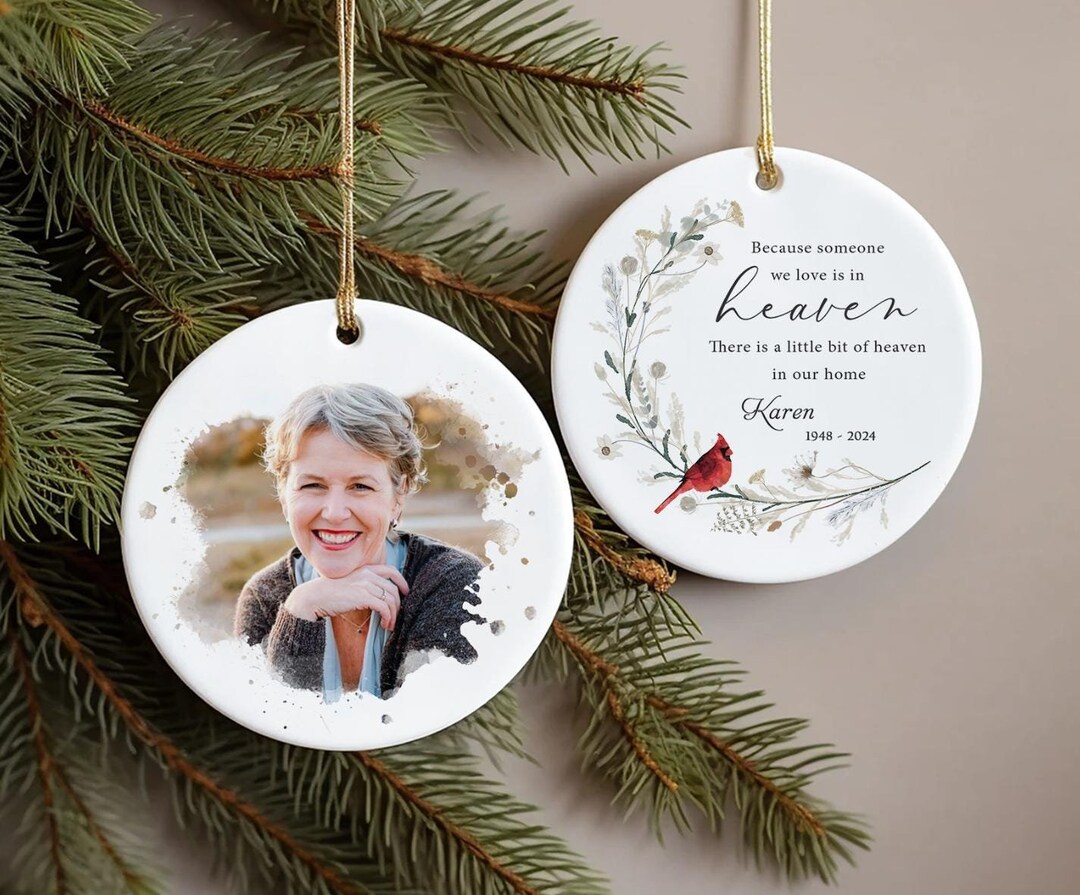 Personalized Memorial Photo Ornament, Custom Christmas Remembrance ...