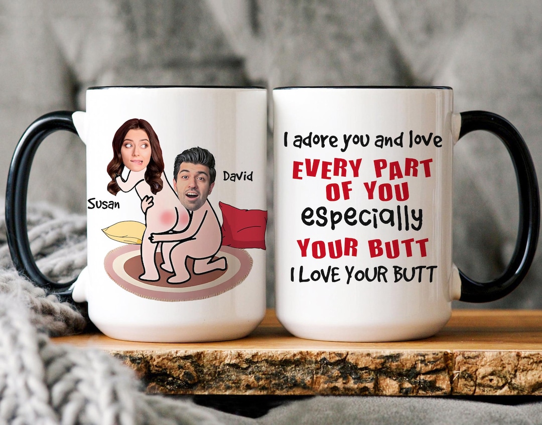 Personalized Funny Couples Mug, Custom Photo Gift, I Adore You and Love ...