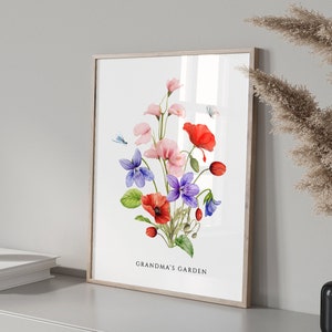 Personalized Gift for Grandma, Grandma's Garden Birth Flower Printable ...