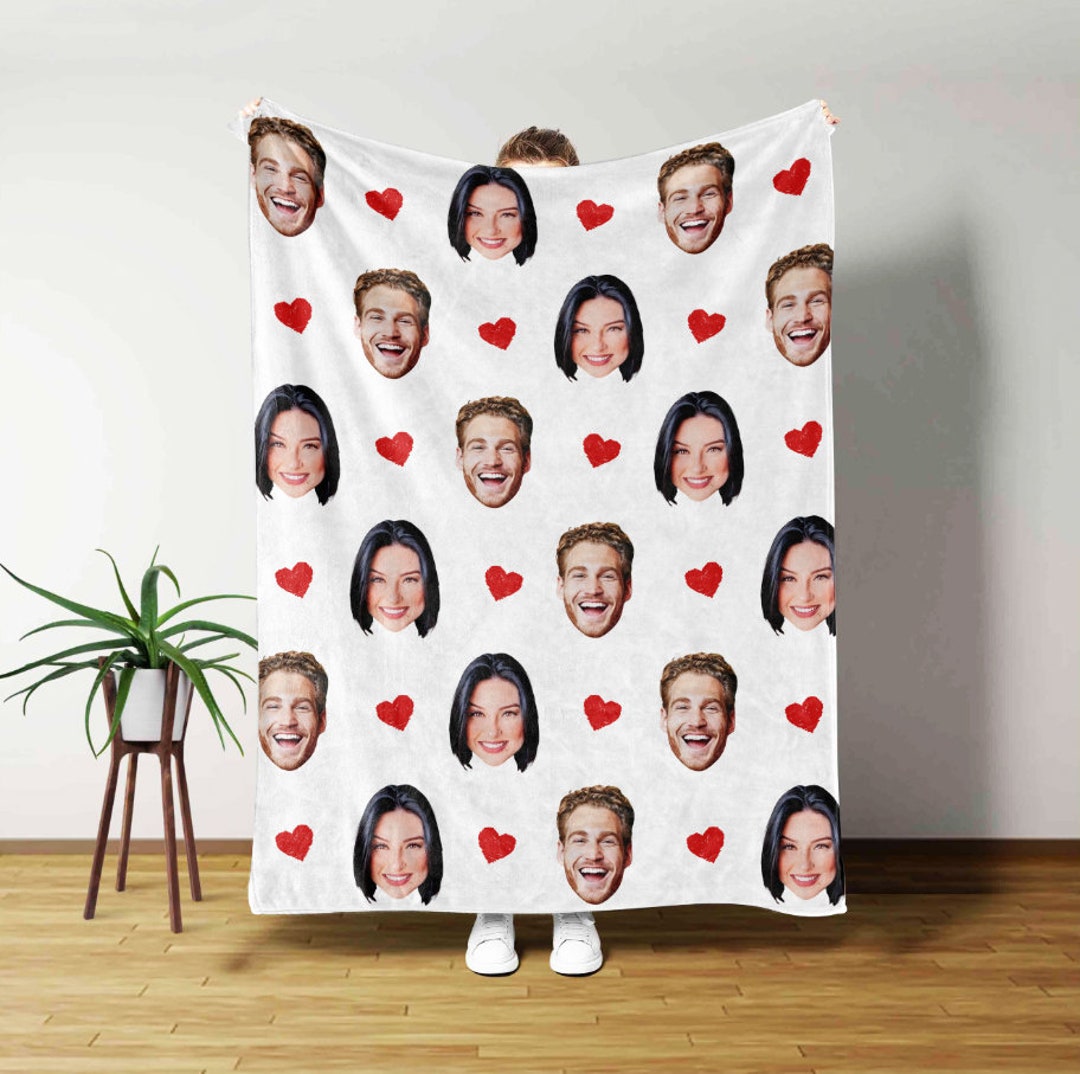 Custom Photo Blanket, Faces on Blanket, Personalized Photo Face Blanket ...