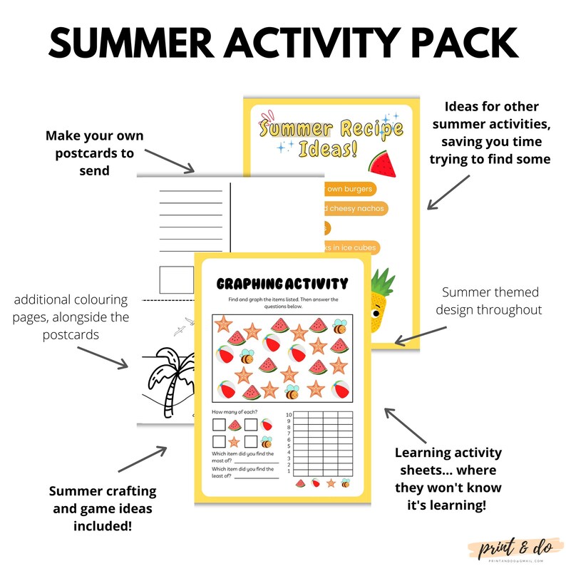 Children's Summer Activity Pack, Kids Activities, School Holiday Pack ...