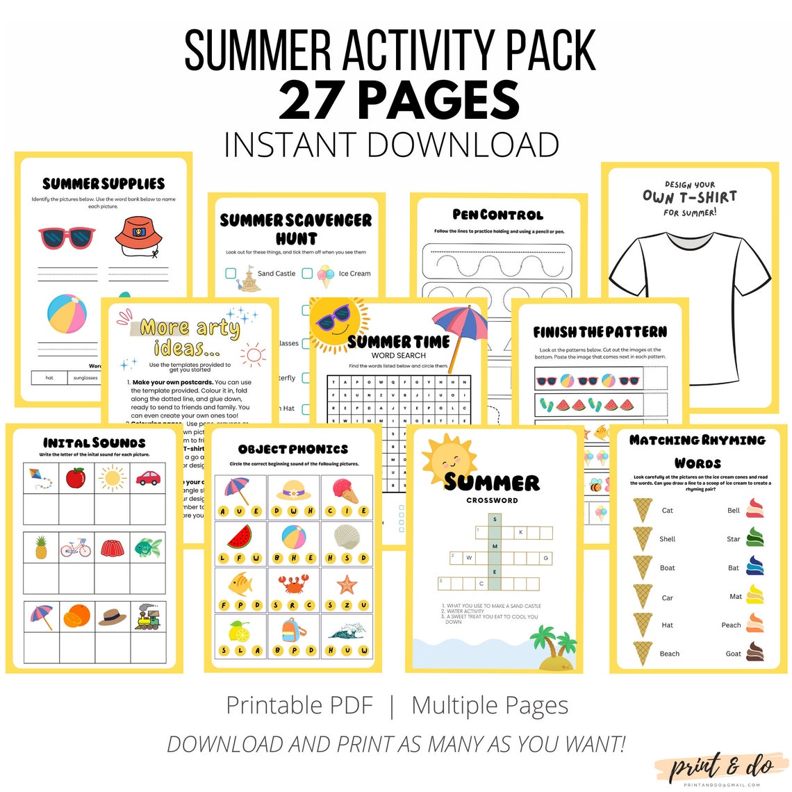 Children's Summer Activity Pack, Kids Activities, School Holiday Pack ...