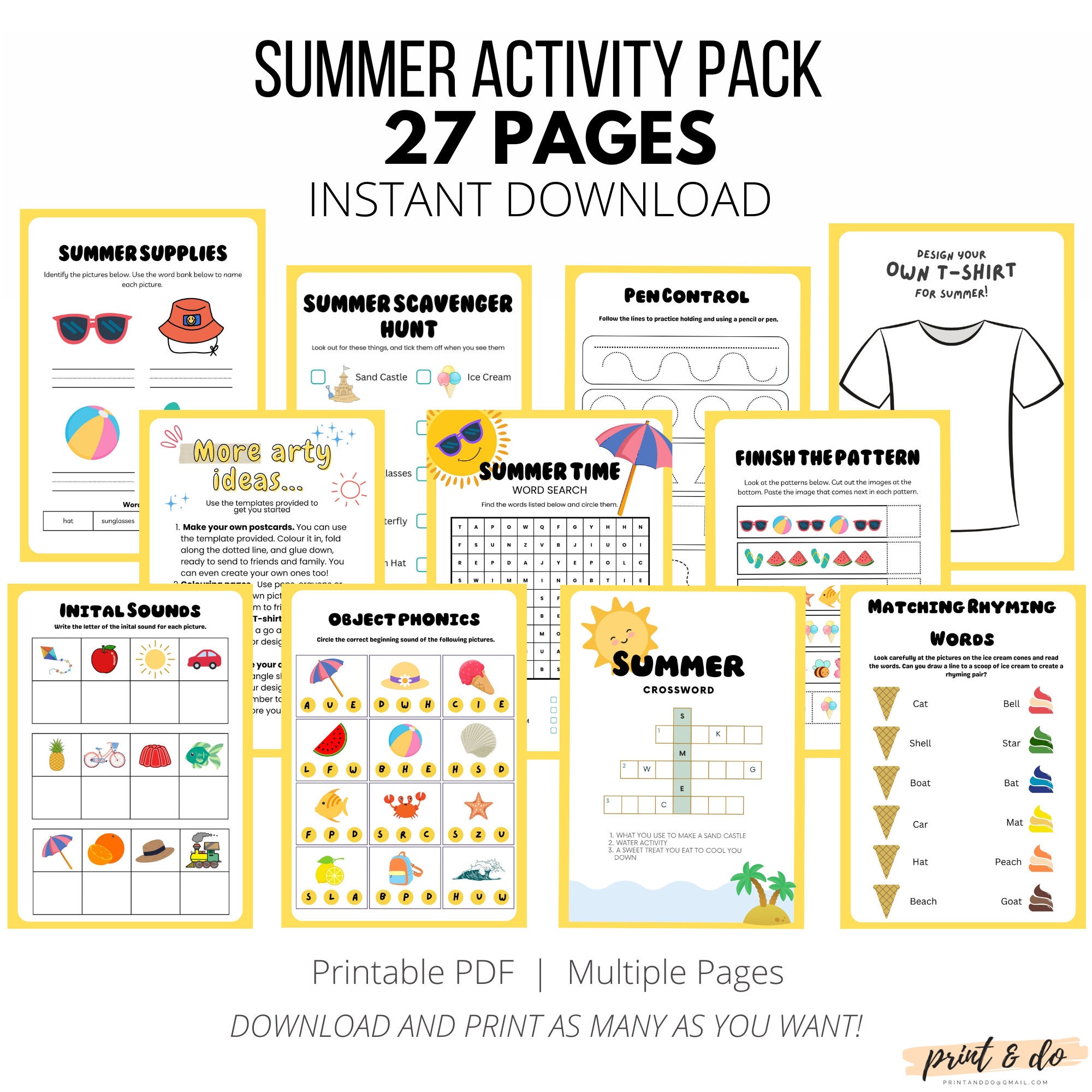 Children's Summer Activity Pack, Kids Activities, School Holiday Pack ...