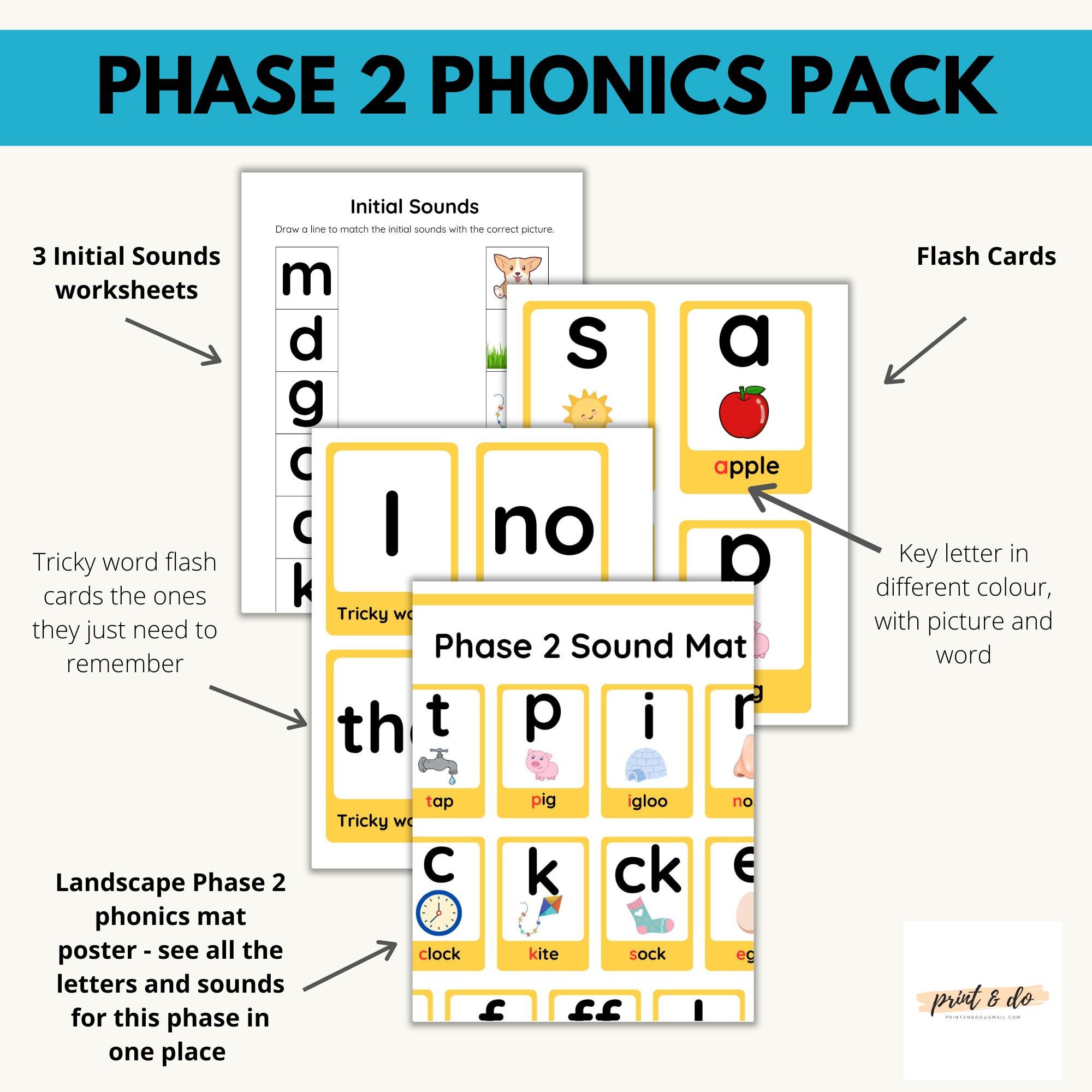Phonics Activity Sheet Pack Preschooler Phase 2 Phonics - Etsy