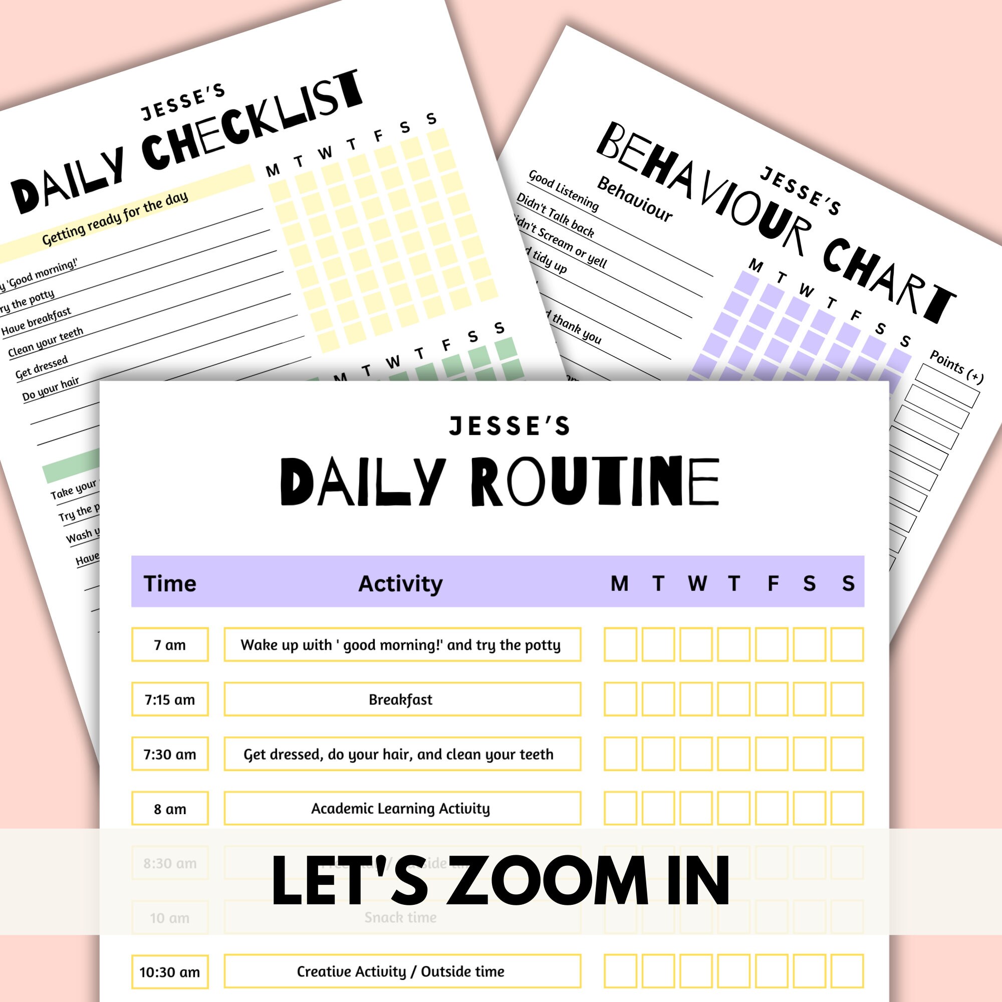 Toddler Checklist, Child Daily Routine, Daily Planner for Kids ...