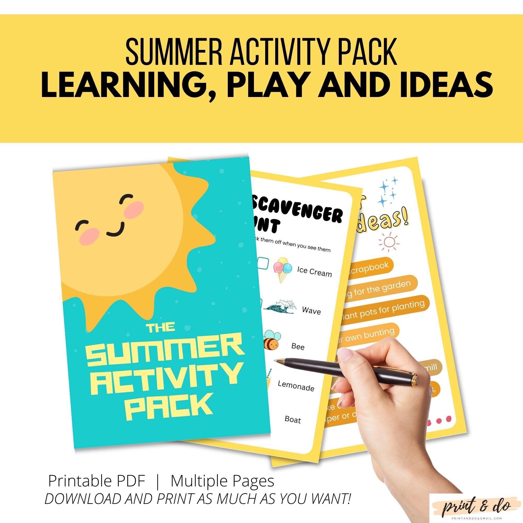 Children's Summer Activity Pack, Kids Activities, School Holiday Pack ...