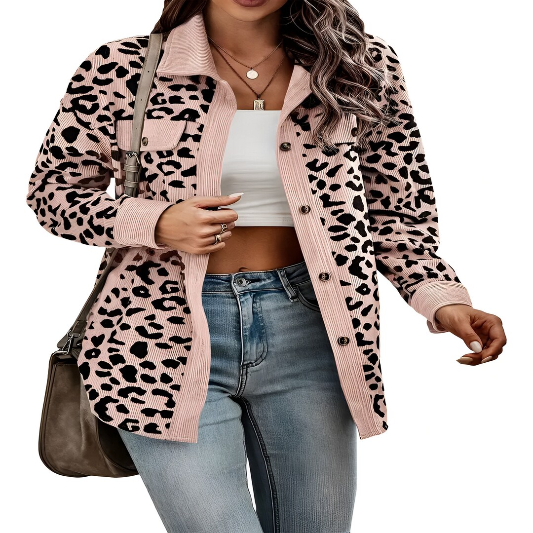 Leopard Print Shacket Jacket Button Front Outerwear - Etsy