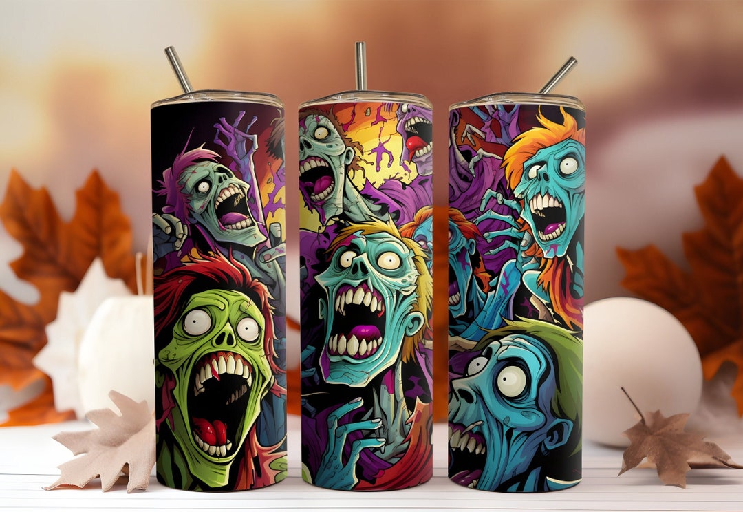 Zombie Tumblers Creepy Screaming Face Bug Eyed Cup Surprised Color ...