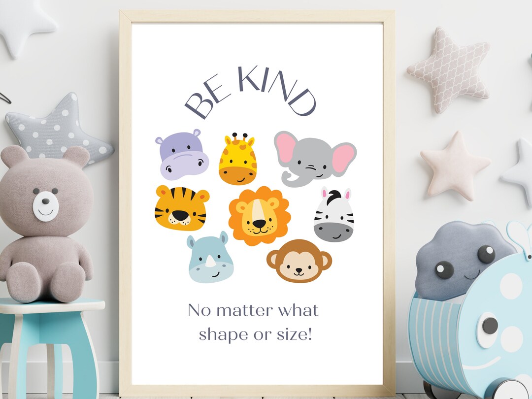 Children Be Kind Poster, Zoo Animal Print, Safari Animal Photo, Be Kind ...