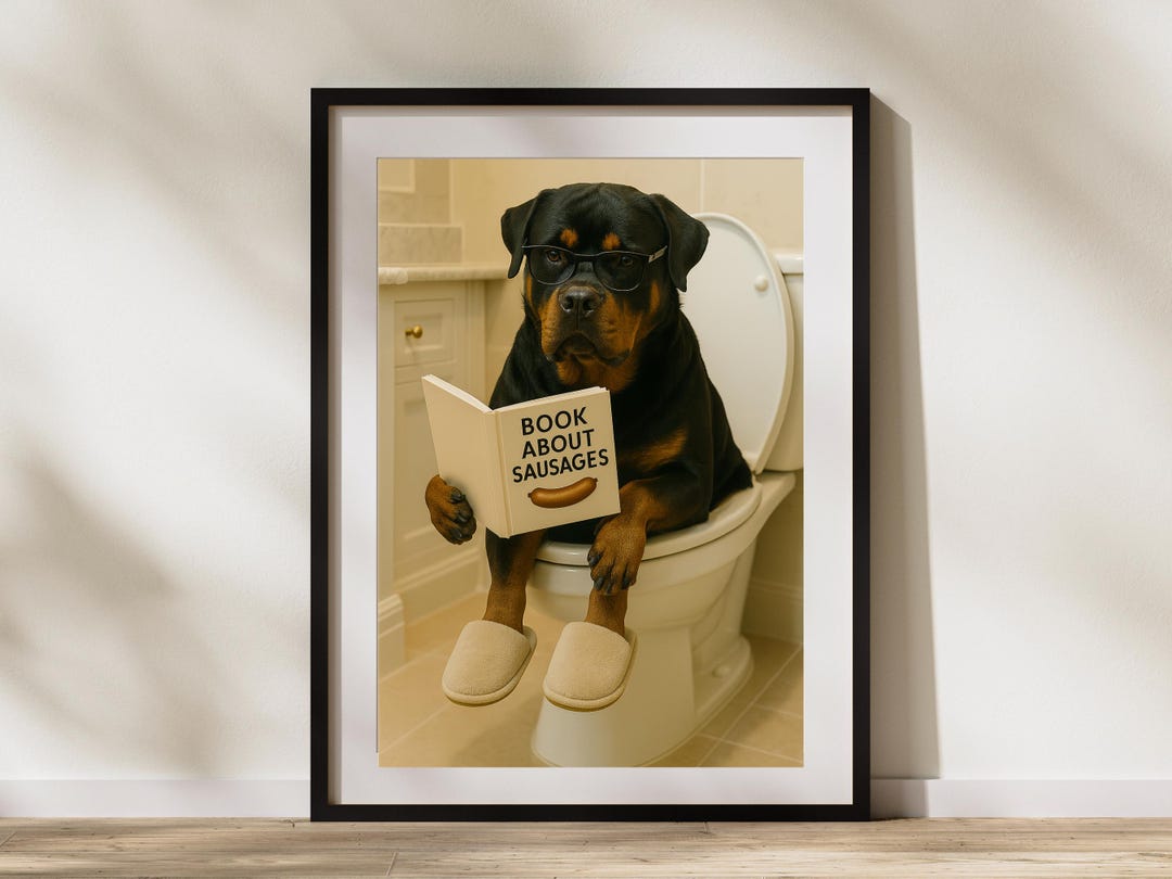Rottweiler Sitting on the Toilet | Rottweiler Bathroom Picture | Funny ...