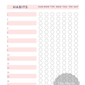 Habit Tracker Template, Daily Habits, Mindfulness Tracking Chart ...