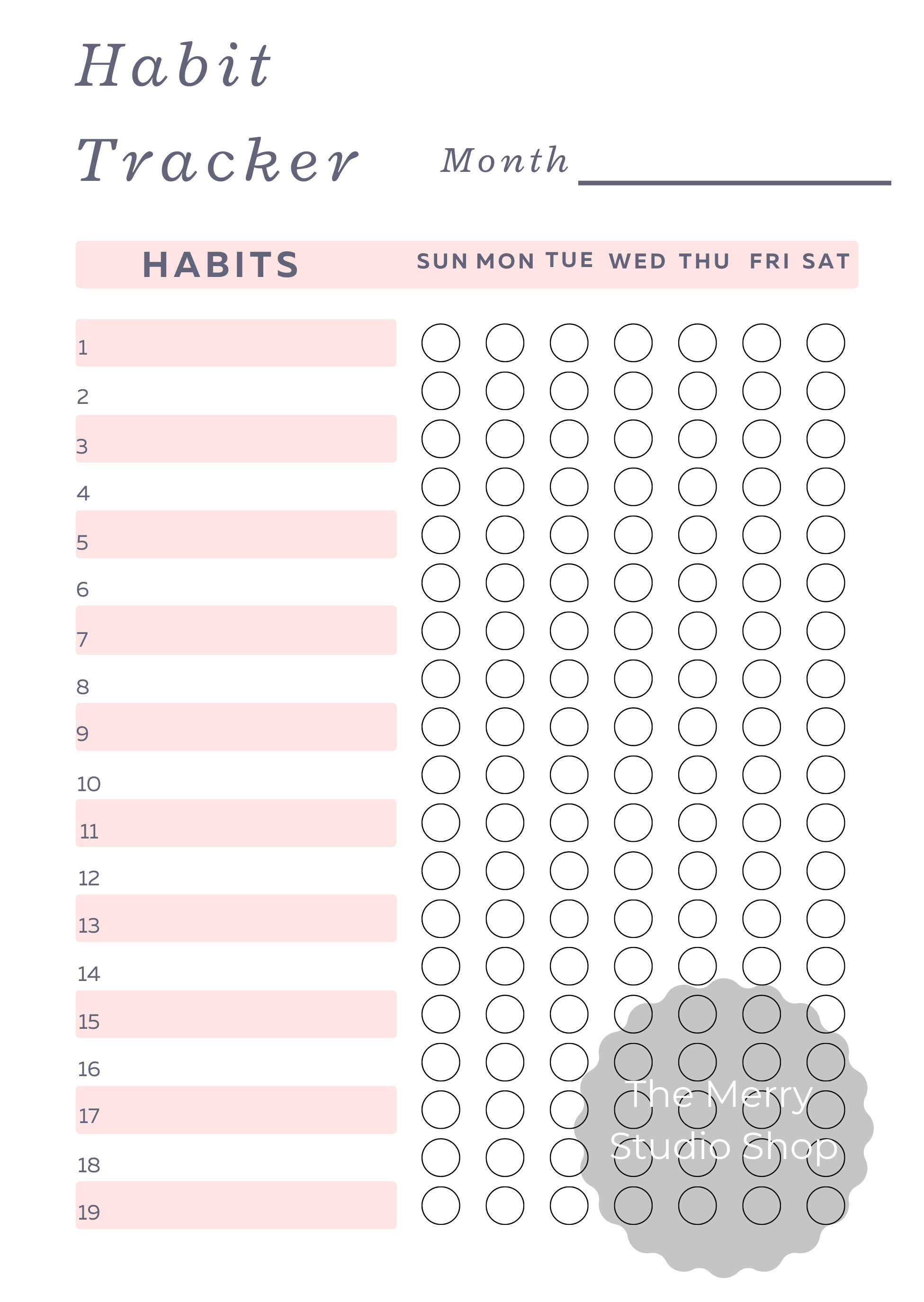 Habit Tracker Template, Daily Habits, Mindfulness Tracking Chart ...