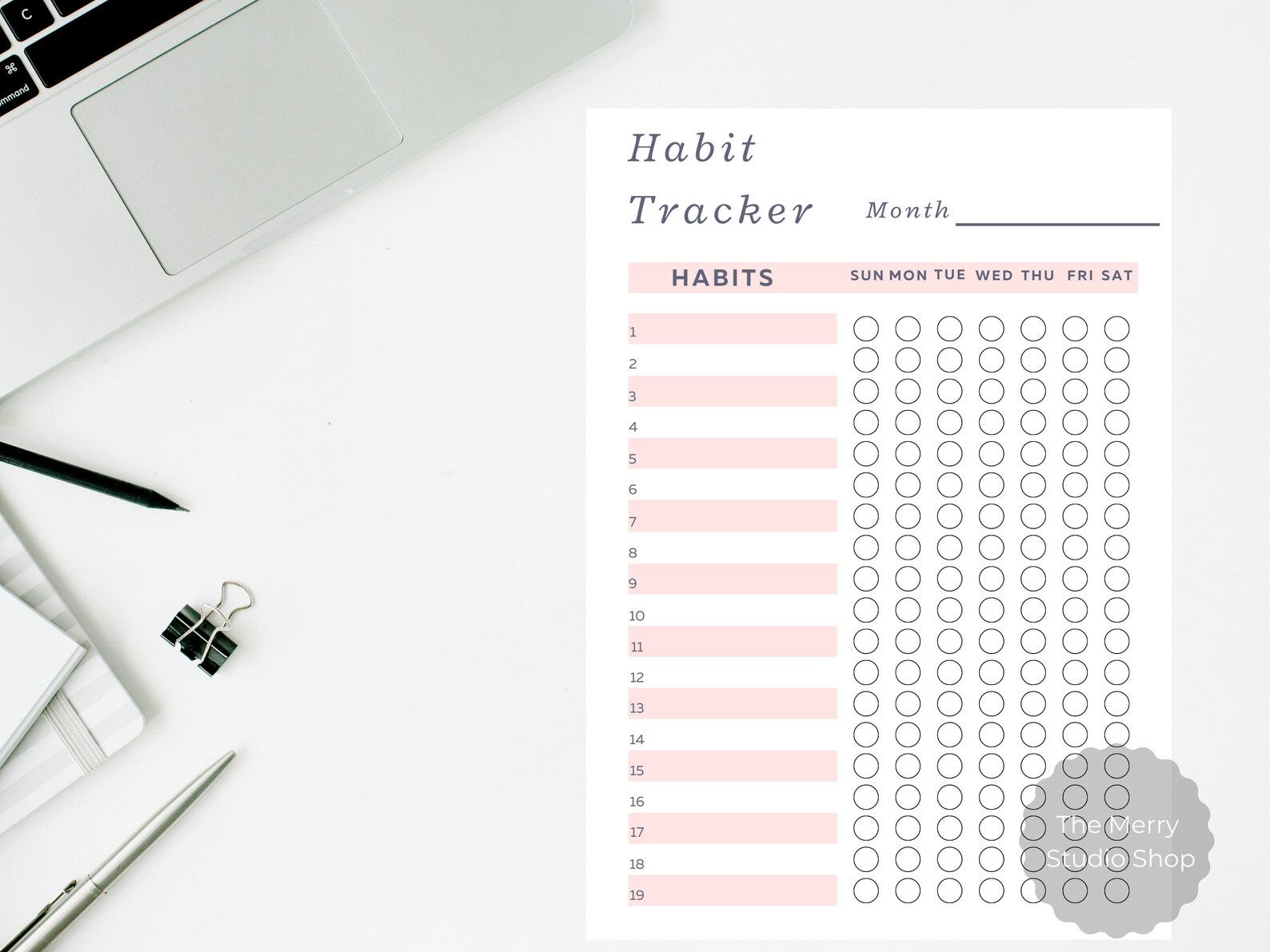 Habit Tracker Template, Daily Habits, Mindfulness Tracking Chart ...