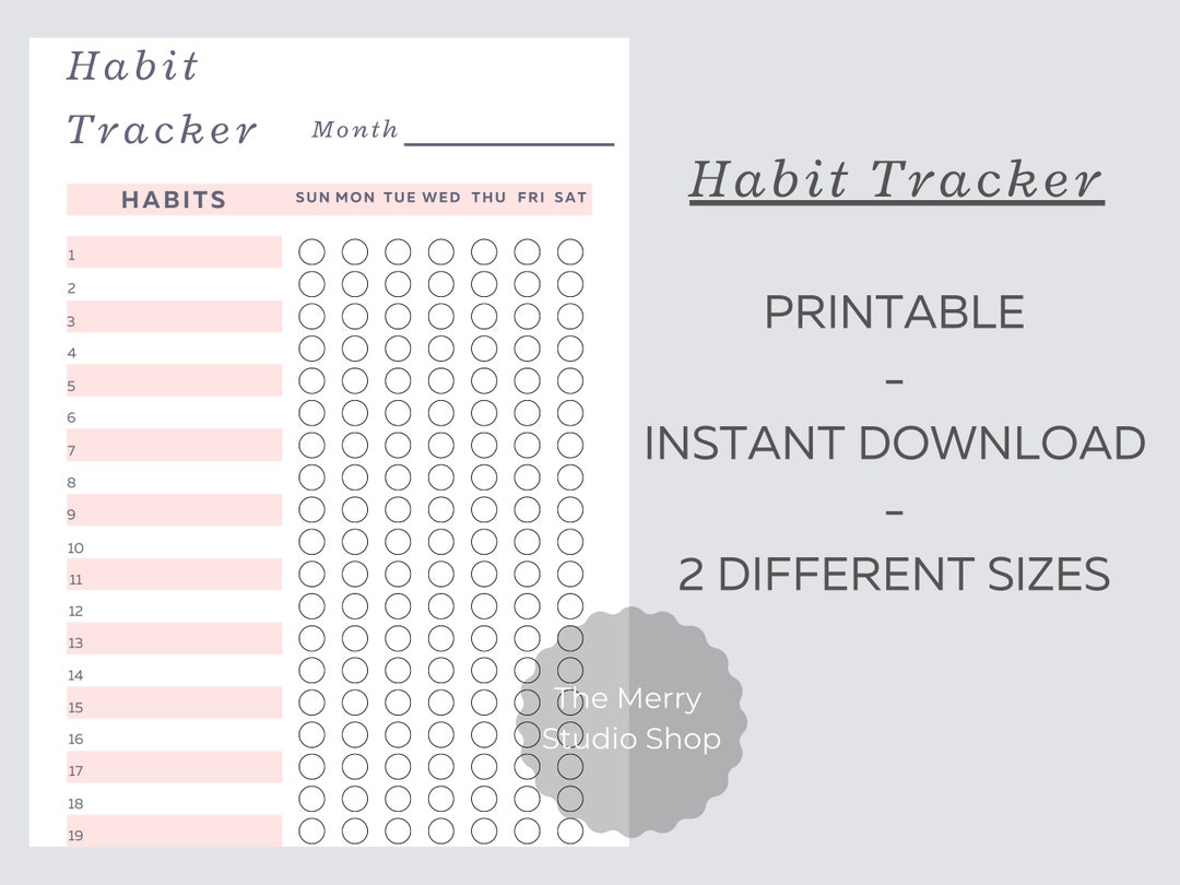 Habit Tracker Template, Daily Habits, Mindfulness Tracking Chart ...
