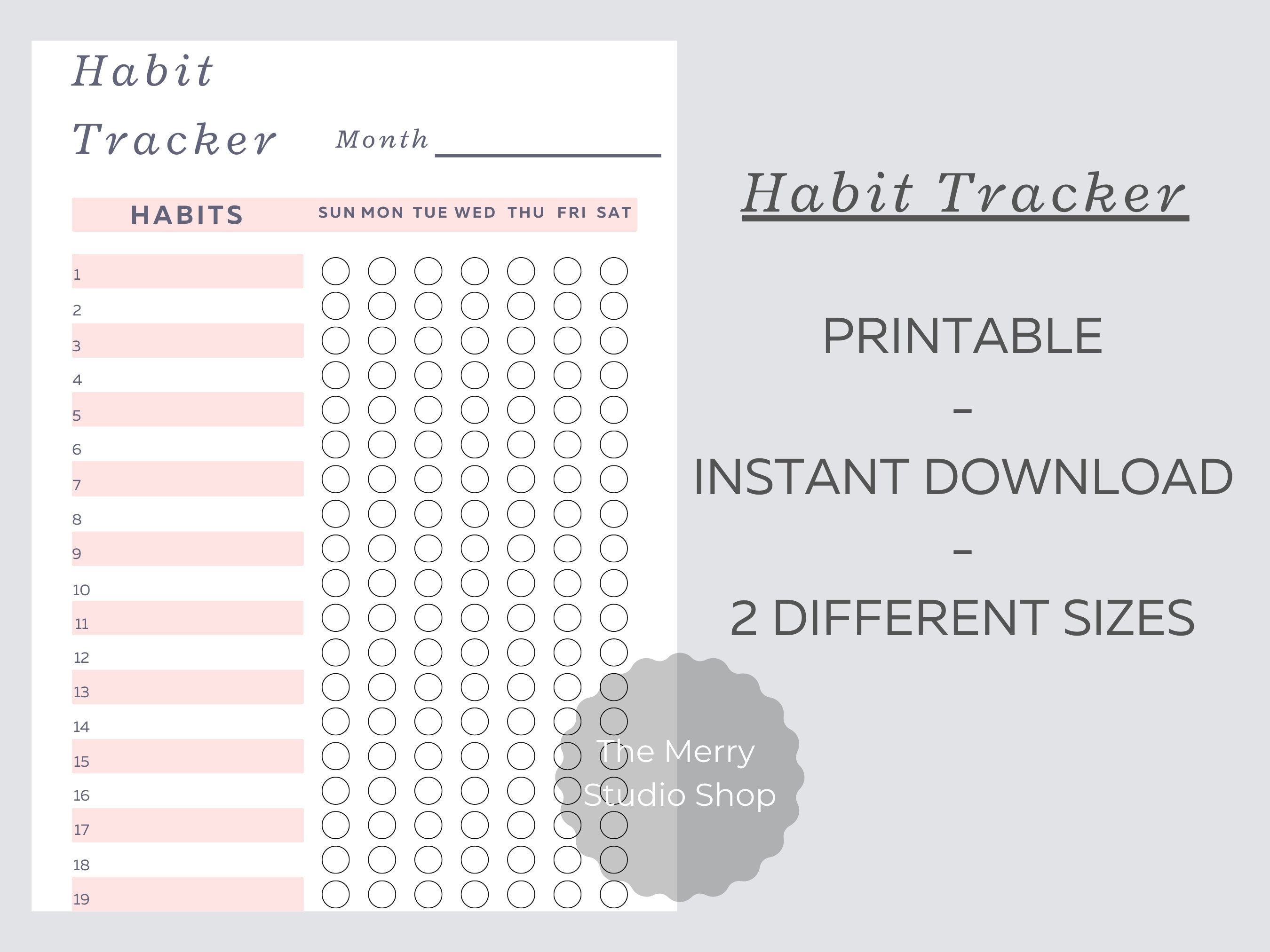 Habit Tracker Template, Daily Habits, Mindfulness Tracking Chart ...