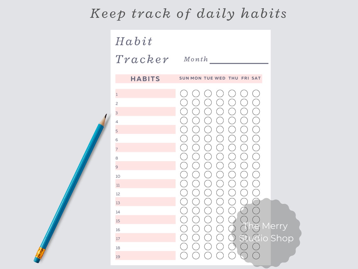 Habit Tracker Template, Daily Habits, Mindfulness Tracking Chart ...