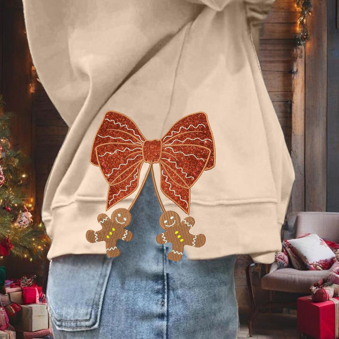 Christmas Gingerbread Man Cut Out Side Sweaters Embroidery Design, Side ...