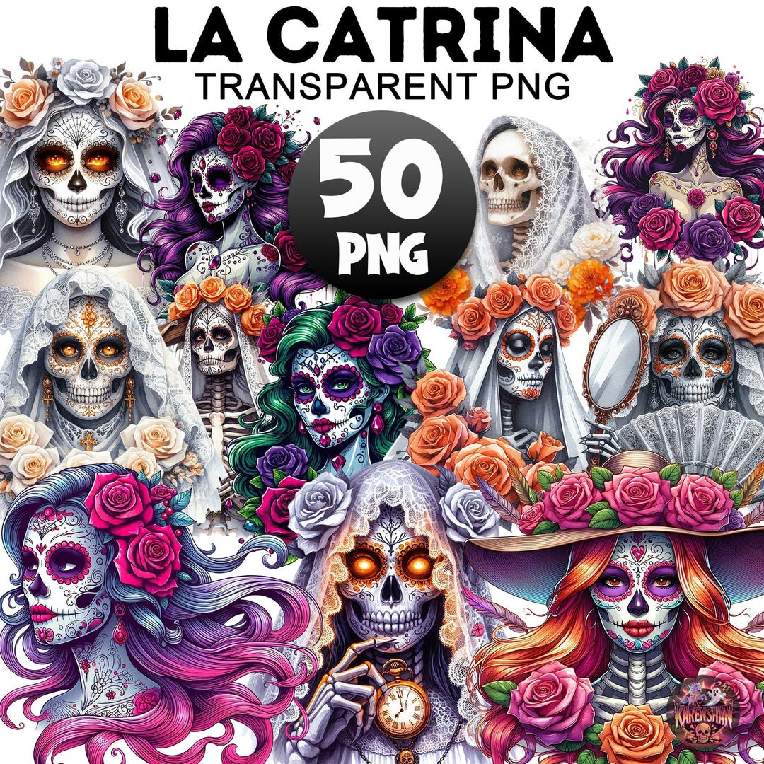 Buy 50+ Mexican Clipart Bundle, La Catrina Day of the Dead Png, Día De ...