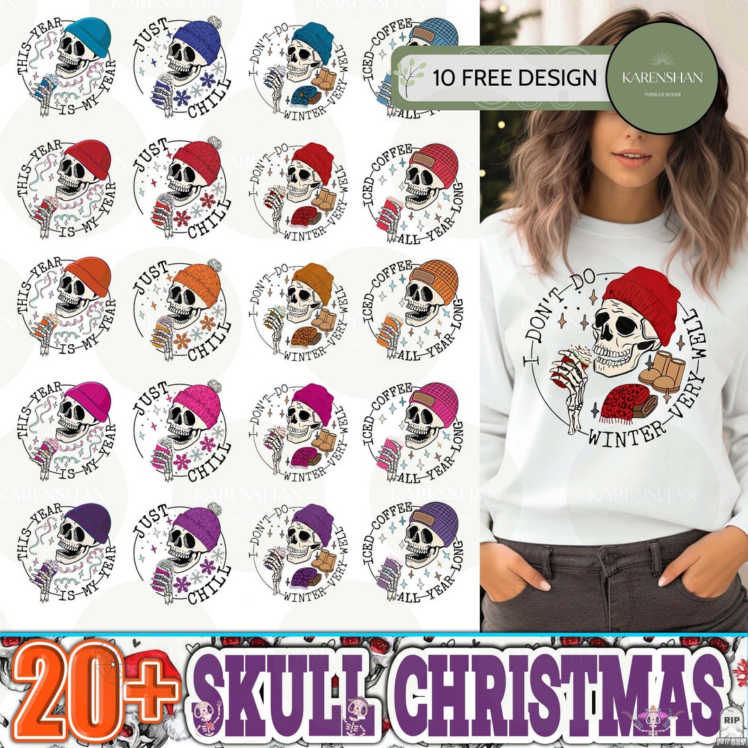 20 Skull Christmas PNG Bundle Skellie Sublimation PNG - Etsy